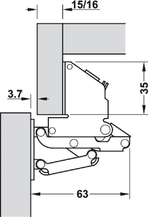 Swing Up Flap Hinge Mounting with Panel Opening Angle 90° - solmer.co.uk